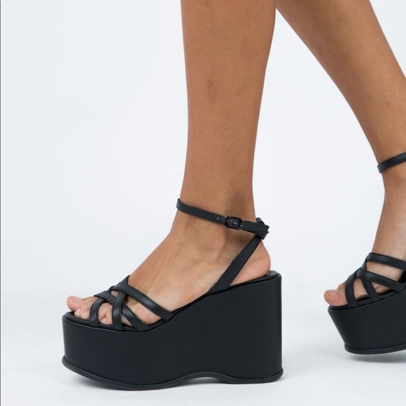 Dolls Kill | Shoes | Nib Roc Australia Black Leather Platforms 4m ...